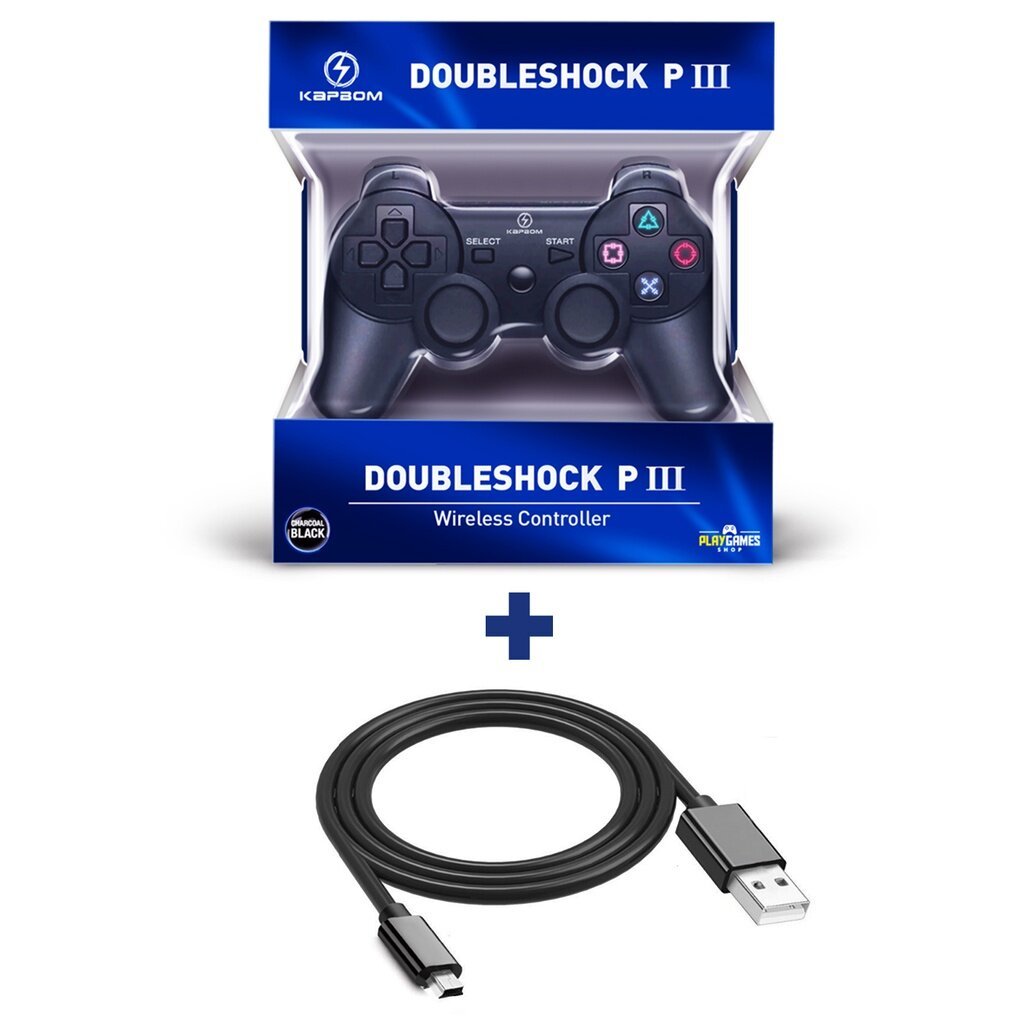 Kit Com 2 Manete Controle Joystick Sem Fio Playstation 3 Ps3 Cor Preto ...