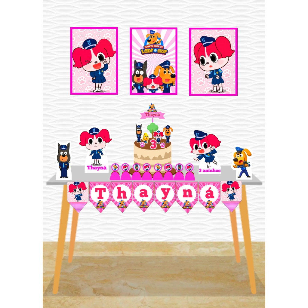 Kit Festa Sheriff Labrador rosa | Shopee Brasil