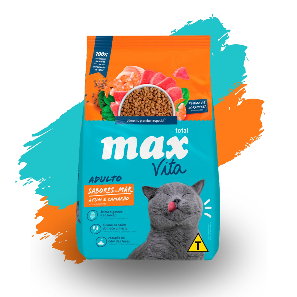 Ração Max Cat Vita Sabores do Mar para Gatos Adultos Sabor Atum e ...