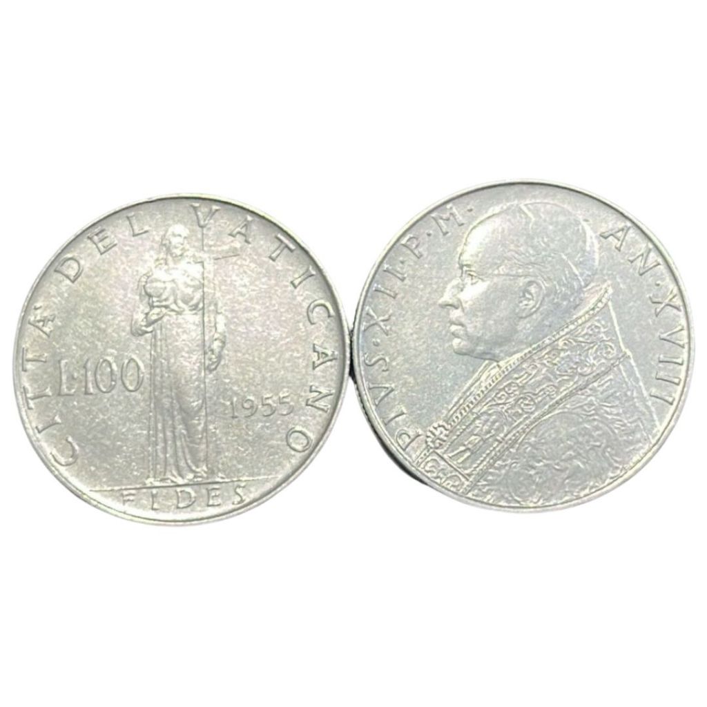 Moeda do Vaticano - 100 liras - 1955 / 1956 / 1957 ou 1958 | Shopee Brasil