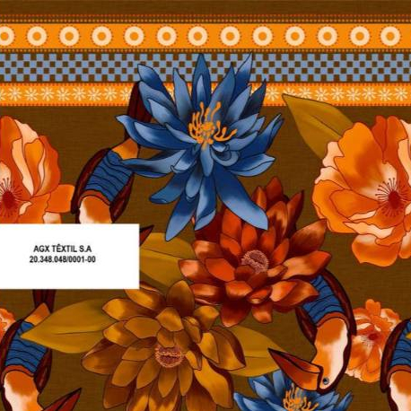 Tecido farm rolo 75 metros estampa digital lotus azul moda feminina ...