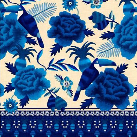 Tecido farm rolo 75 metros estampa digital azul moda feminina | Shopee ...