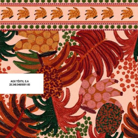 Tecido farm rolo 75 metros estampa digital frutas tropicais moda ...