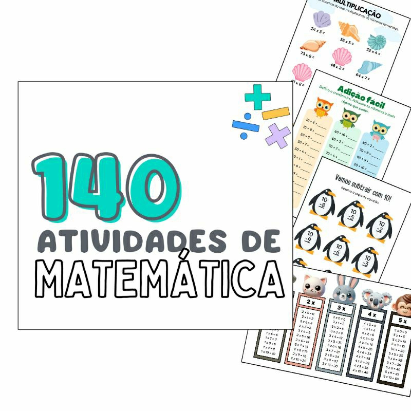 Kit com 140 Atividades de Matemática na Folha A4 - Impressão colorida ...
