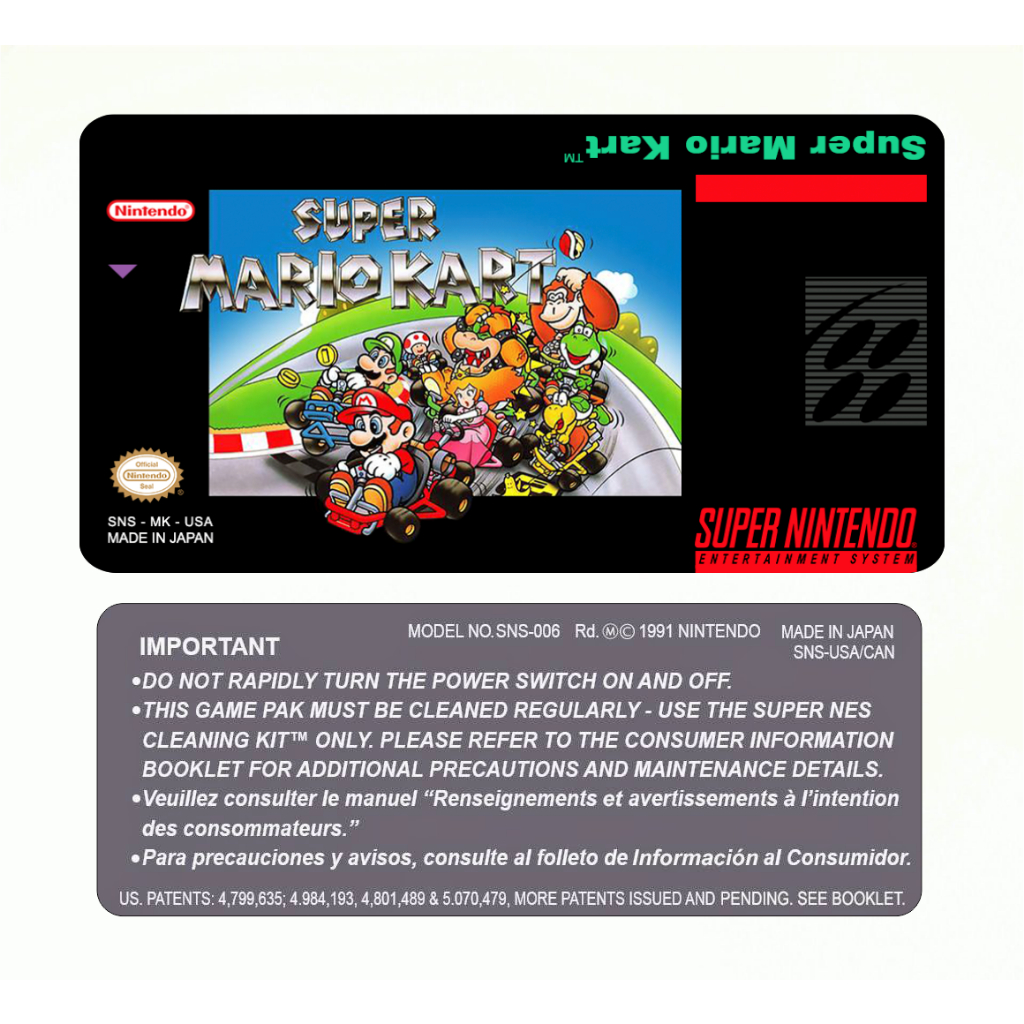 Super Mario Kart - Label Adesiva P/ Cartucho De Snes | Shopee Brasil