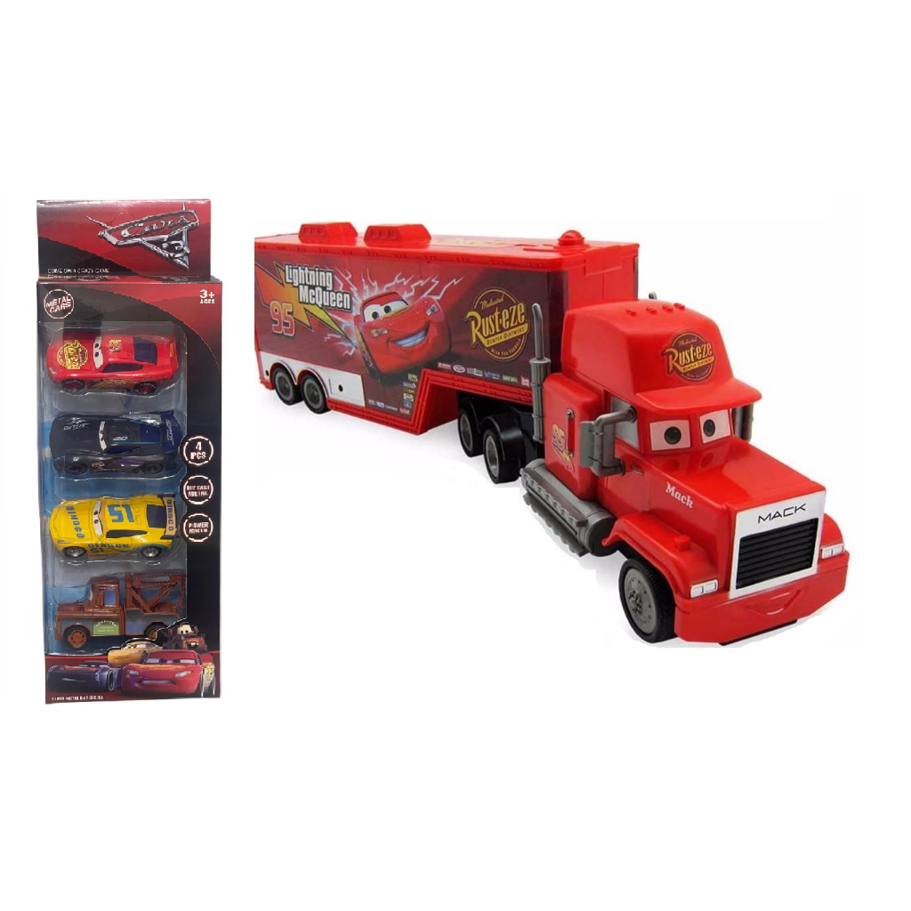 Caminhão Mack Fricção 42 Cm + amigos 4 Carrinhos Metal Filme Carros ...