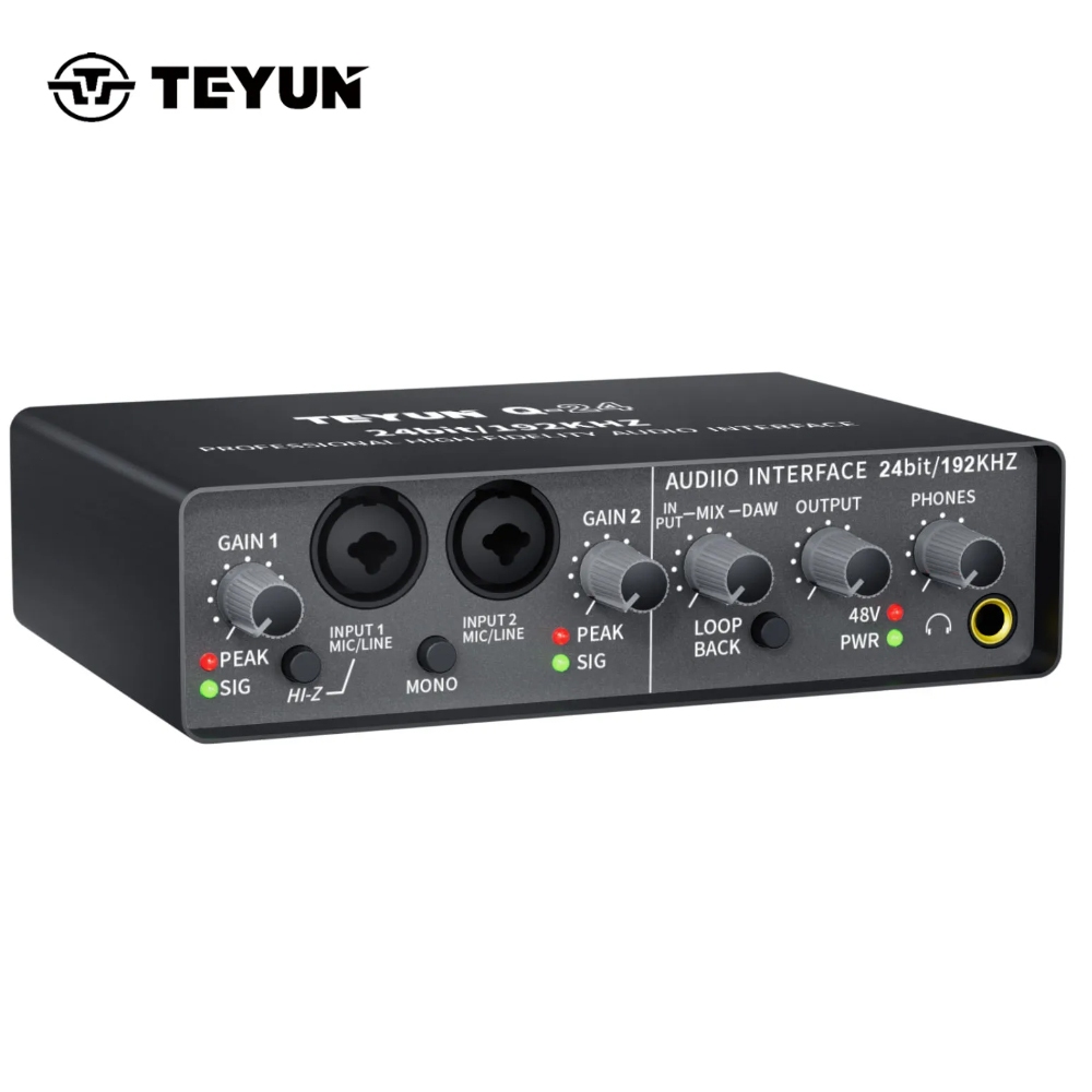 TEYUN Q-24 Audio Interface Placa De Som Com Monitoramento Guitarra ...