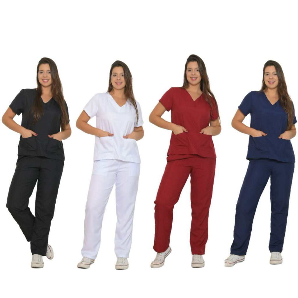 Conjunto Scrub - Pijama Cirúrgico Feminino Camisa E Calça - Uniforme ...