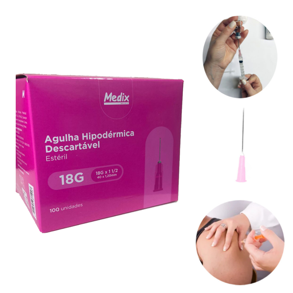 Kit 500 Agulhas Hipodérmica Rosa Medicação Intramuscular Descartável ...