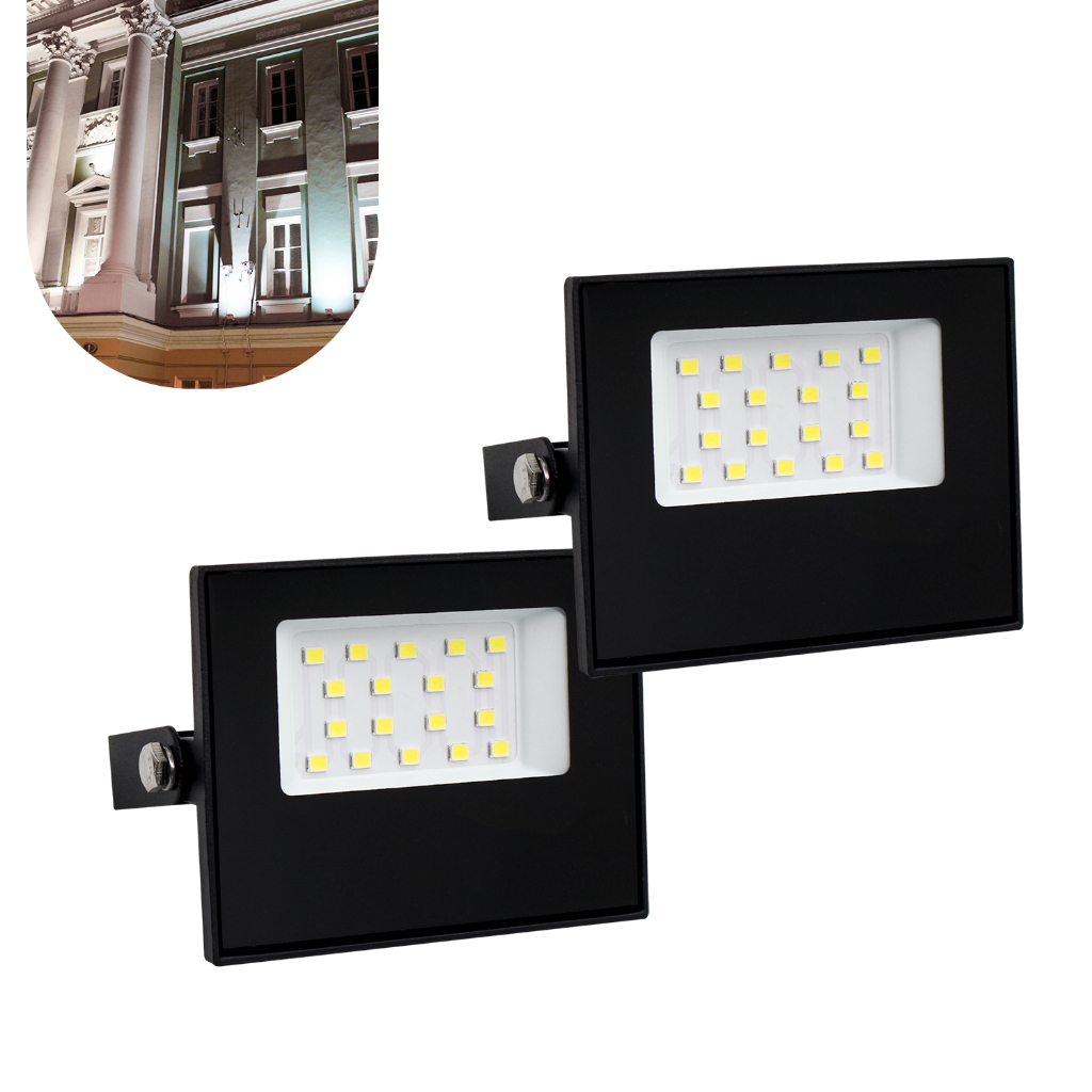 Kit 2 Refletor Led 50w Holofote Bivolt Prova Dágua Cor De Luz Branco Frio IP66 | Shopee Brasil