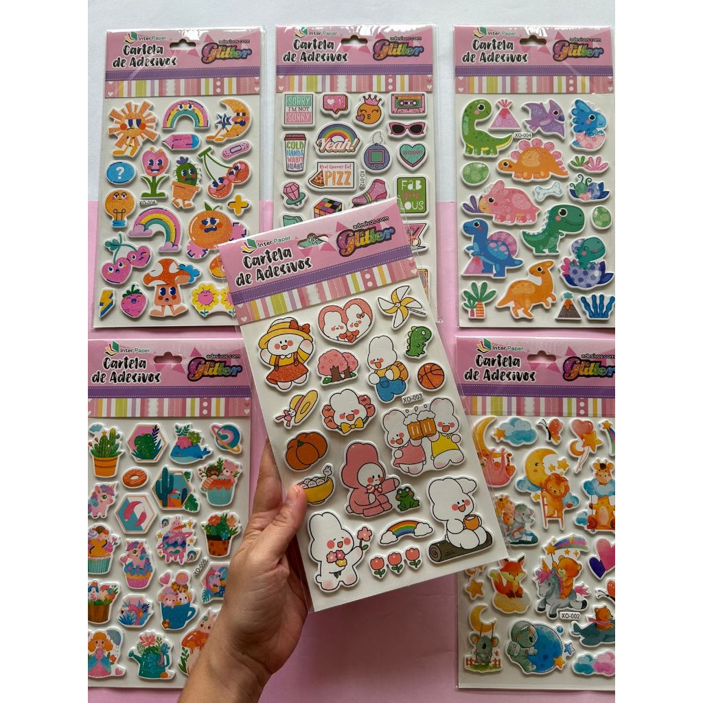 Cartela de Adesivos 3D Infantil Sticker Modelos | Shopee Brasil
