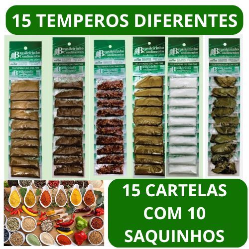 KIT 15 TEMPERO PARA COZINHA =150 UN EM CARTELA DE TEMPERO / CONDIMENTOS ...