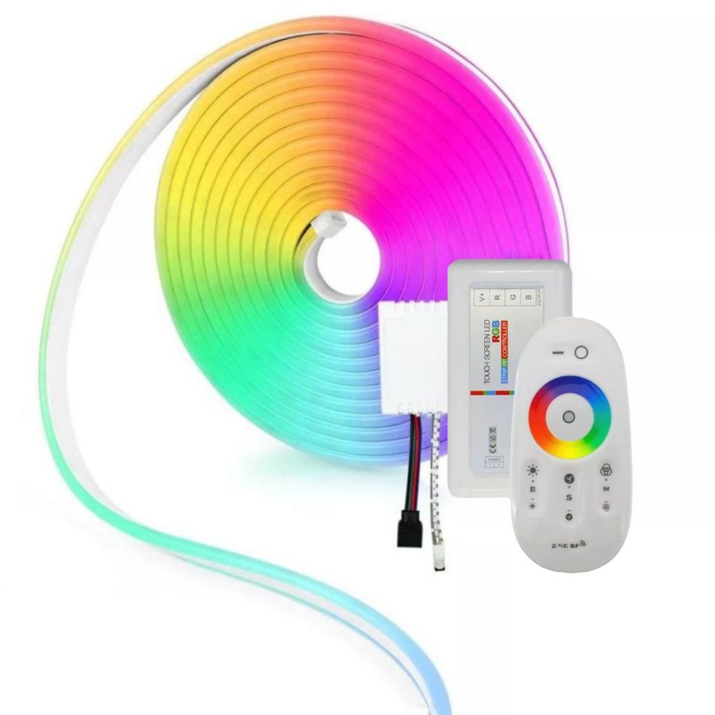 Fita Mangueira LED Neon RGB 5 Metros, Controle Touch Wireless, Com ou Sem Fonte, Resistente à ...