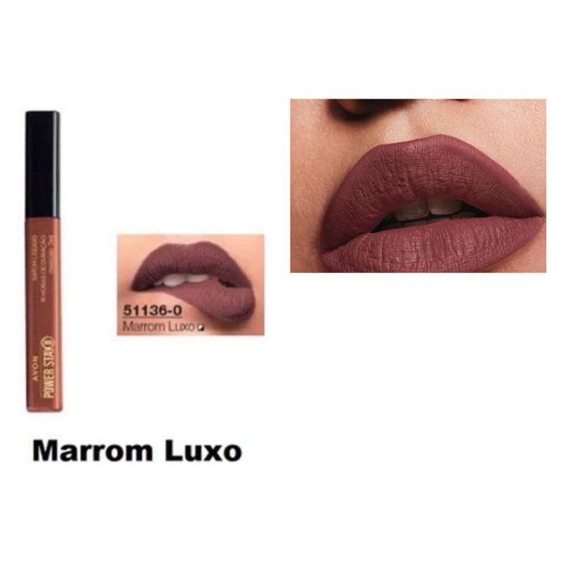 Batom Líquido Avon Power Stay 16h de duração Marrom Luxo 7ml - Avon ...