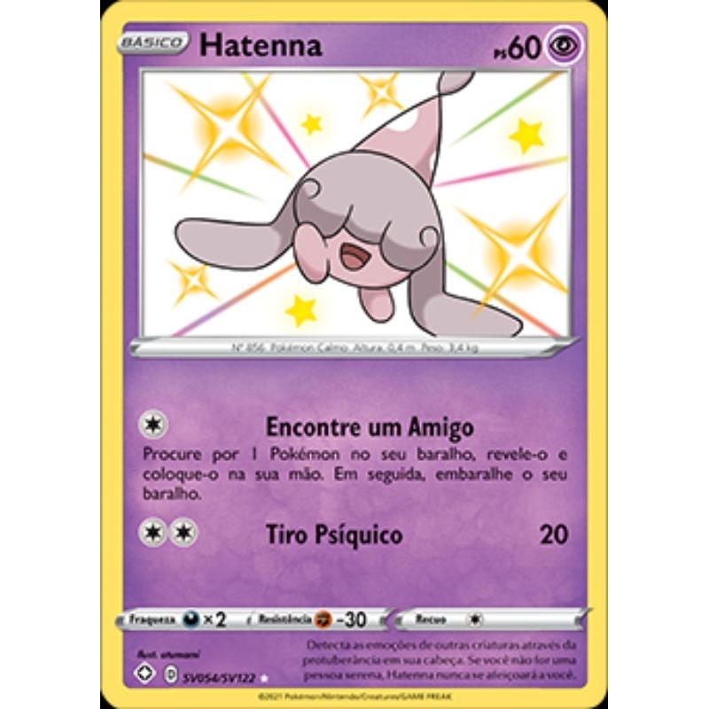 SHINY HATENNA (SV054/SV122) Pokemon TCG - Rara Holográfica - Perfeito ...