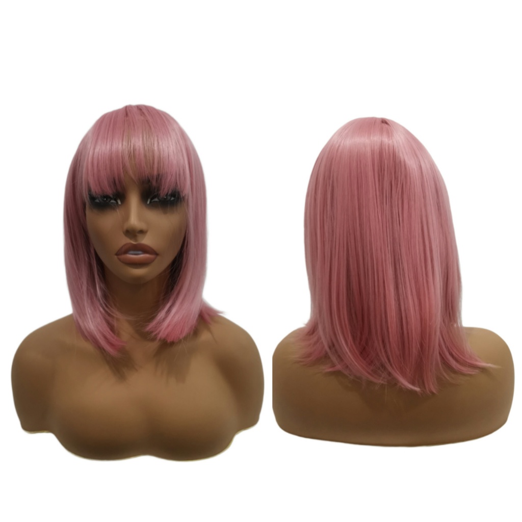 Peruca Bob Curta Com Franja 30cm 180g Fibra Orgânica Premium Top Hair ...