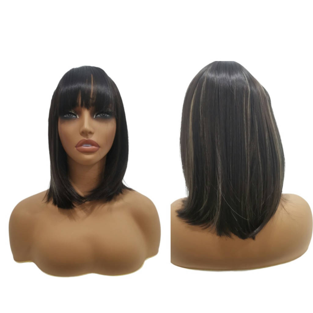 Peruca Bob Curta Com Franja 30cm 180g Fibra Orgânica Premium Top Hair ...