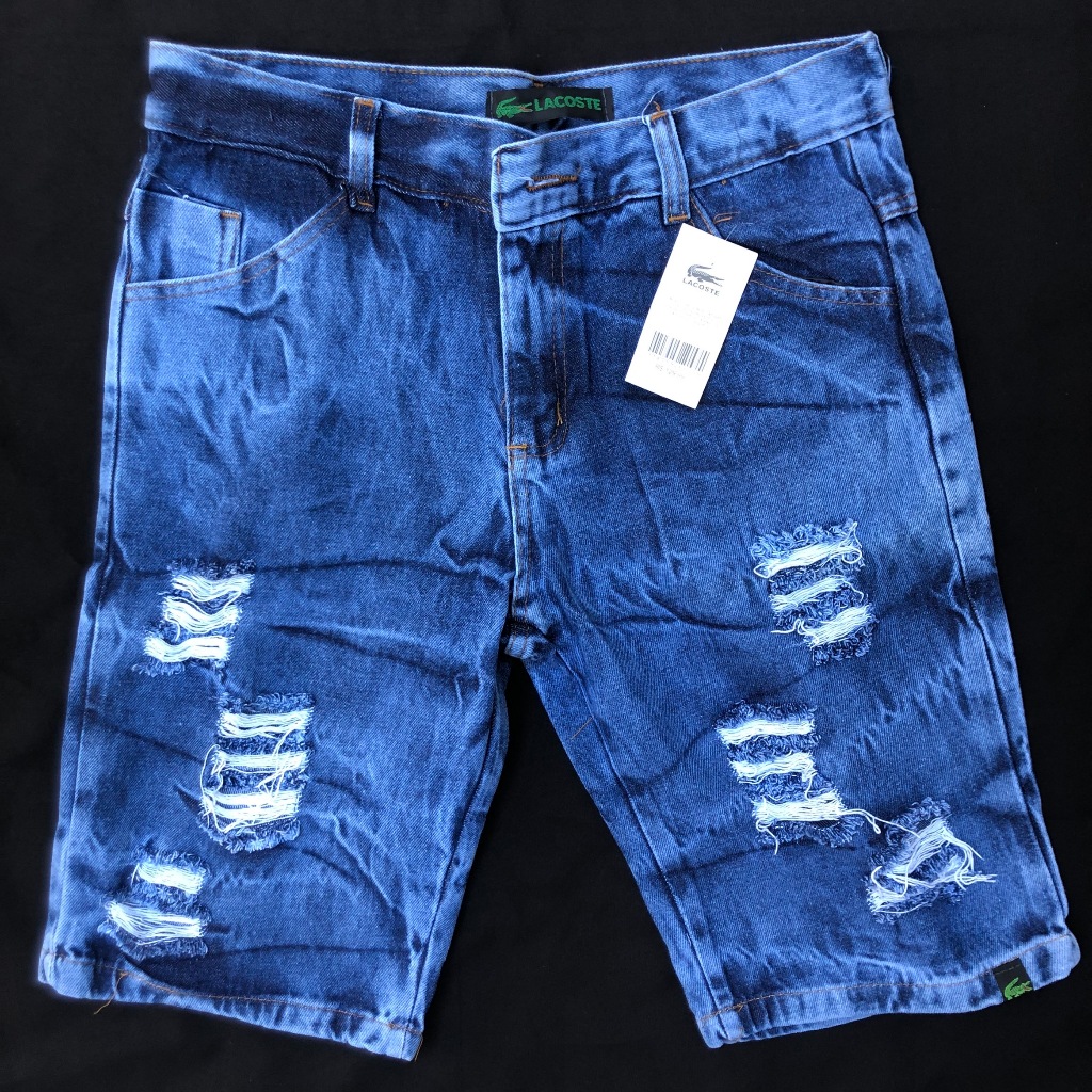 Short Jeans Masculino Rasgado Com Layca Tradicional / Bermuda Masculina ...