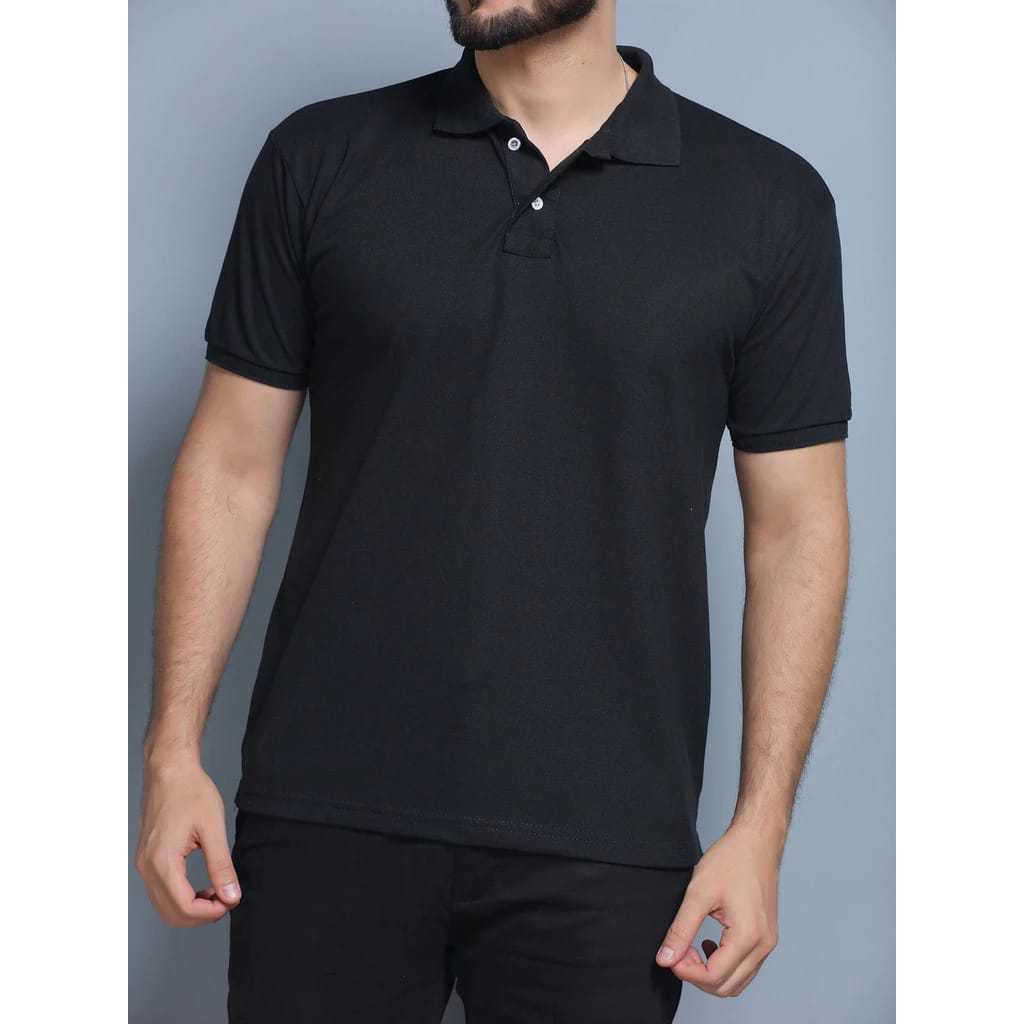 Camisa polo masculina cor Preta piquet premium uniforme para bordar ...