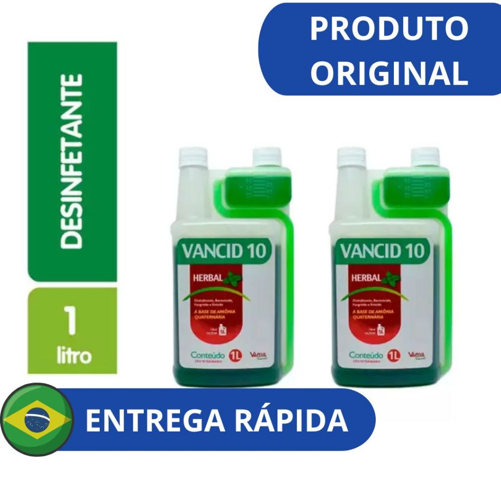 2 X Desinfetante Bactericida Vansil Vancid 10 - 1 Litro Herbal | Shopee ...