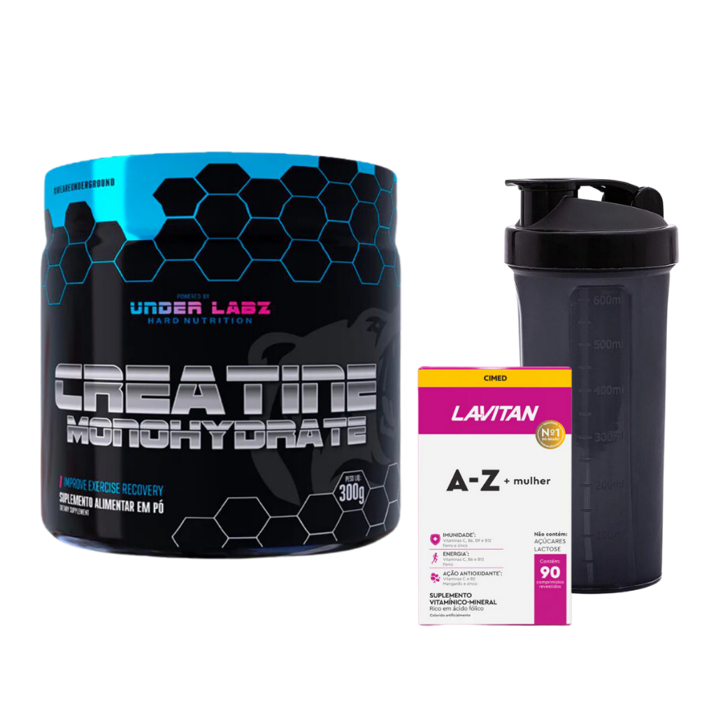 Creatina - 300g - Under Labz + A-Z - Multivitamínico - 90 Comprimidos ...