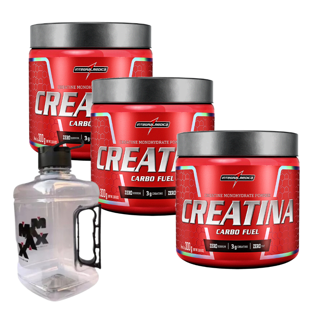 3x Creatina Carbo Fuel - 300g - Integralmédica + Galão - 1,5L - Max ...