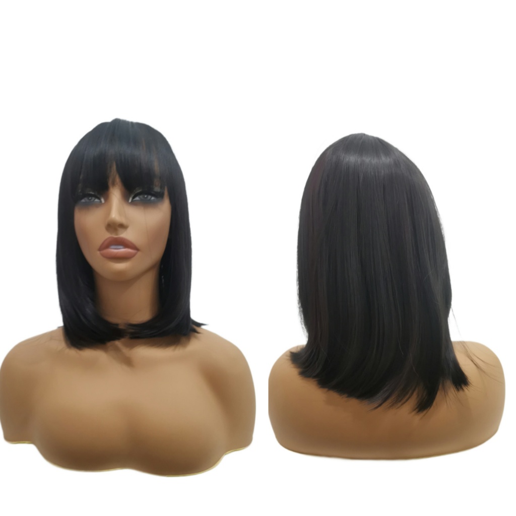 Peruca Bob Curta Com Franja 30cm 180g Fibra Orgânica Premium Top Hair ...