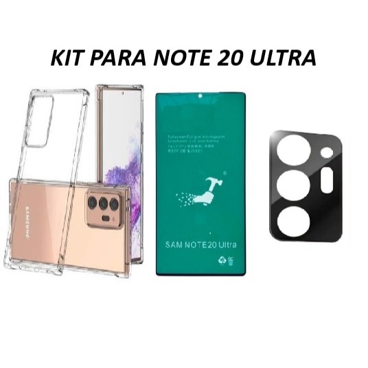 Kit para Sams Galaxy Note 20 Ultra Capa anti impacto, Película vidro 3D ...