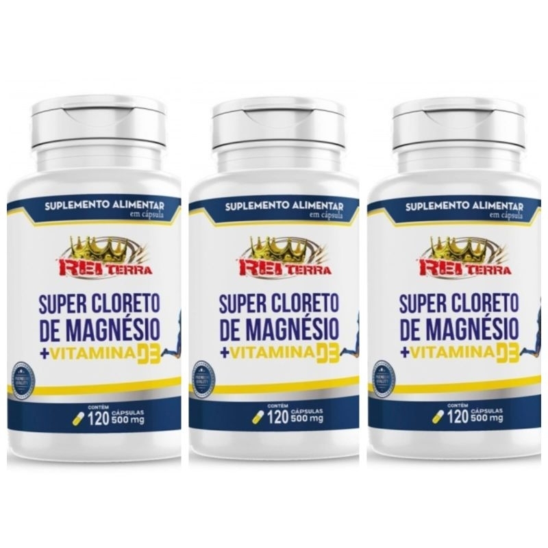 kit 03 Super Cloreto de Magnésio + Vitamina D 360 caps 500mg | Shopee Brasil
