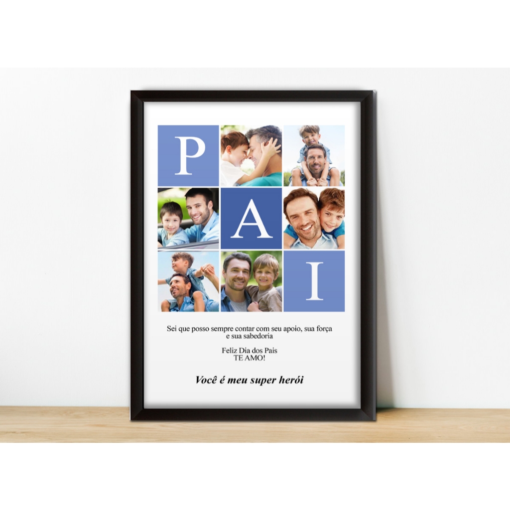 quadro fotos dia dos pais presente para pai | Shopee Brasil