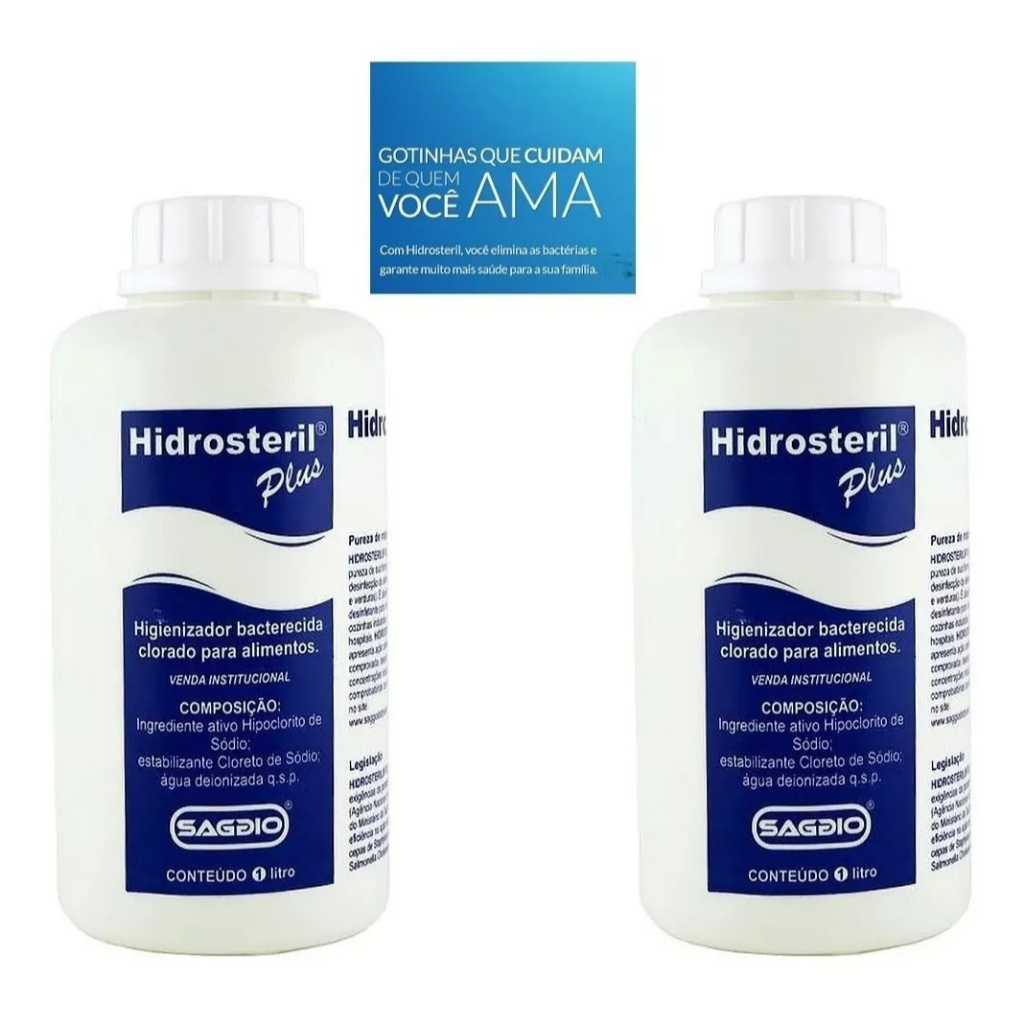 Kit 2 Hidrosteril Plus 1 Litro Germicida para Alimentos | Shopee Brasil