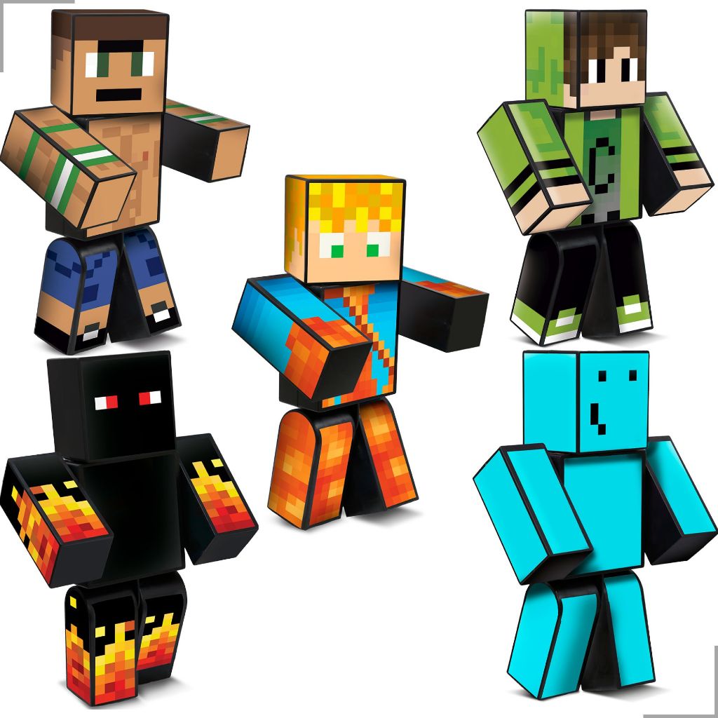 Bonecos Minecraft Kit C/5 Brucutu Lopers Cadres Athos Problems Skin ...