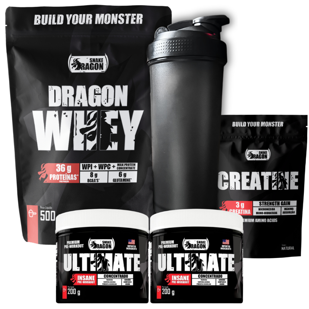 Kit Suplemento Dragon Com Proteinas Coqueteleira 600ML | Shopee Brasil