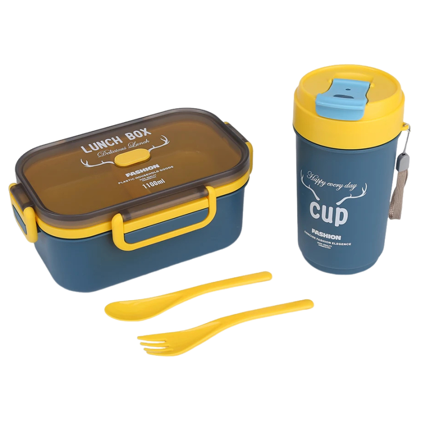 Kit Marmita Copo e Talheres Lancheira Com Divisórias 1100ml Pote Com ...