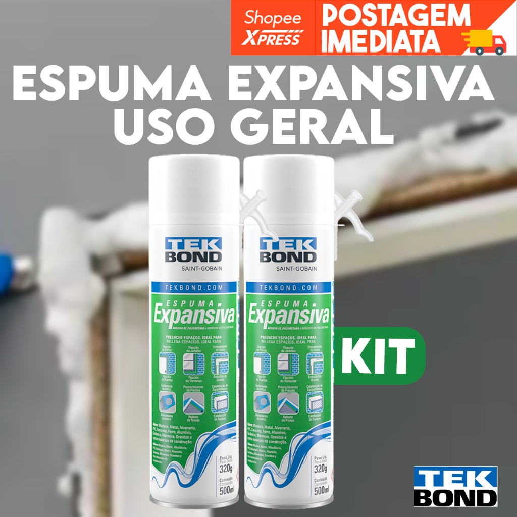 Espuma Pu Expansiva 500ml/340g Poliuretano Tekbond - 2 Und | Shopee Brasil