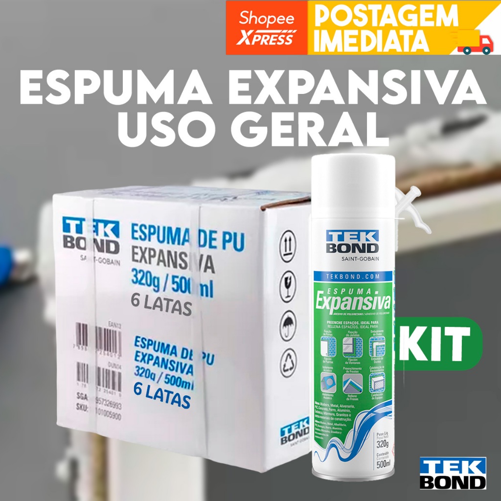 Espuma Expansiva 500ml/340g Poliuretano Expansível - Kit 6 | Shopee Brasil
