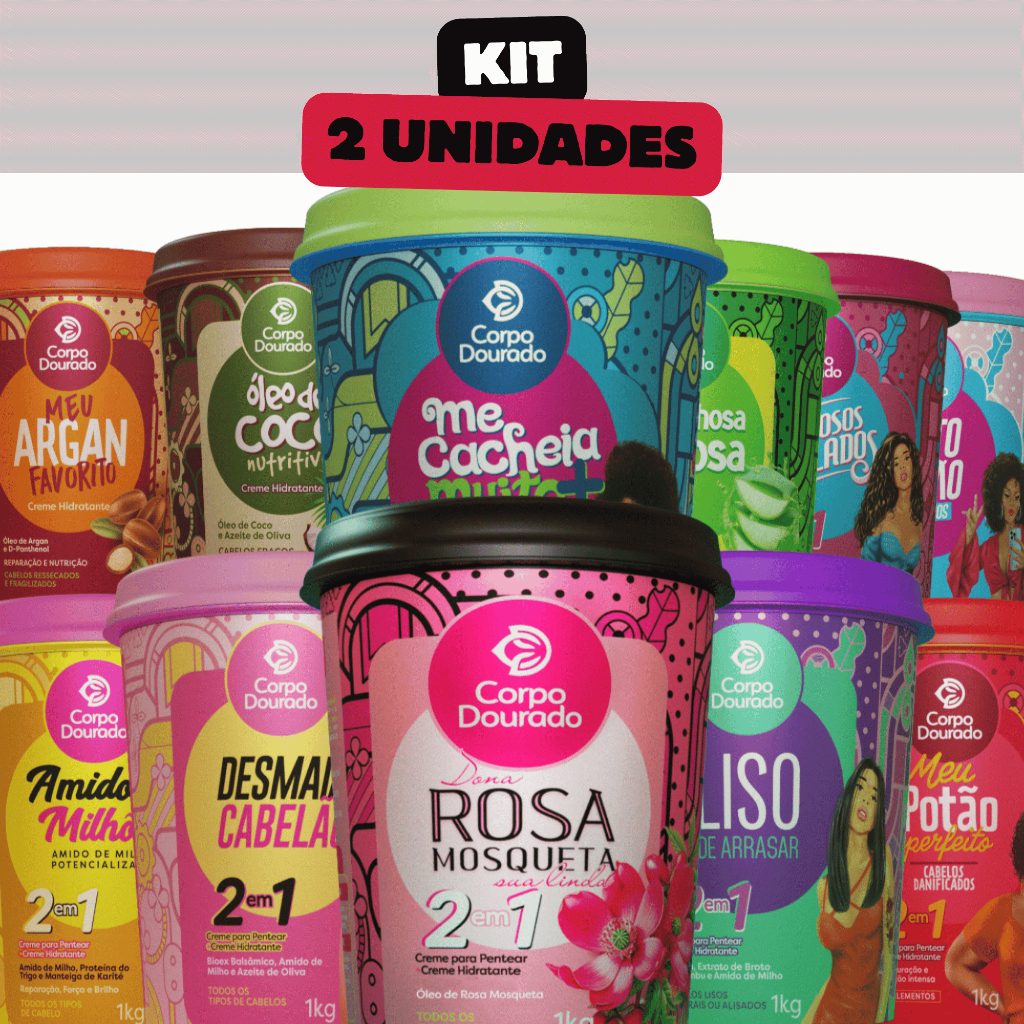 Kit com 2 - Creme de Tratamento para Pentear e Hidratante 2 em 1 Regarv 1kg Corpo Dourado Todos ...