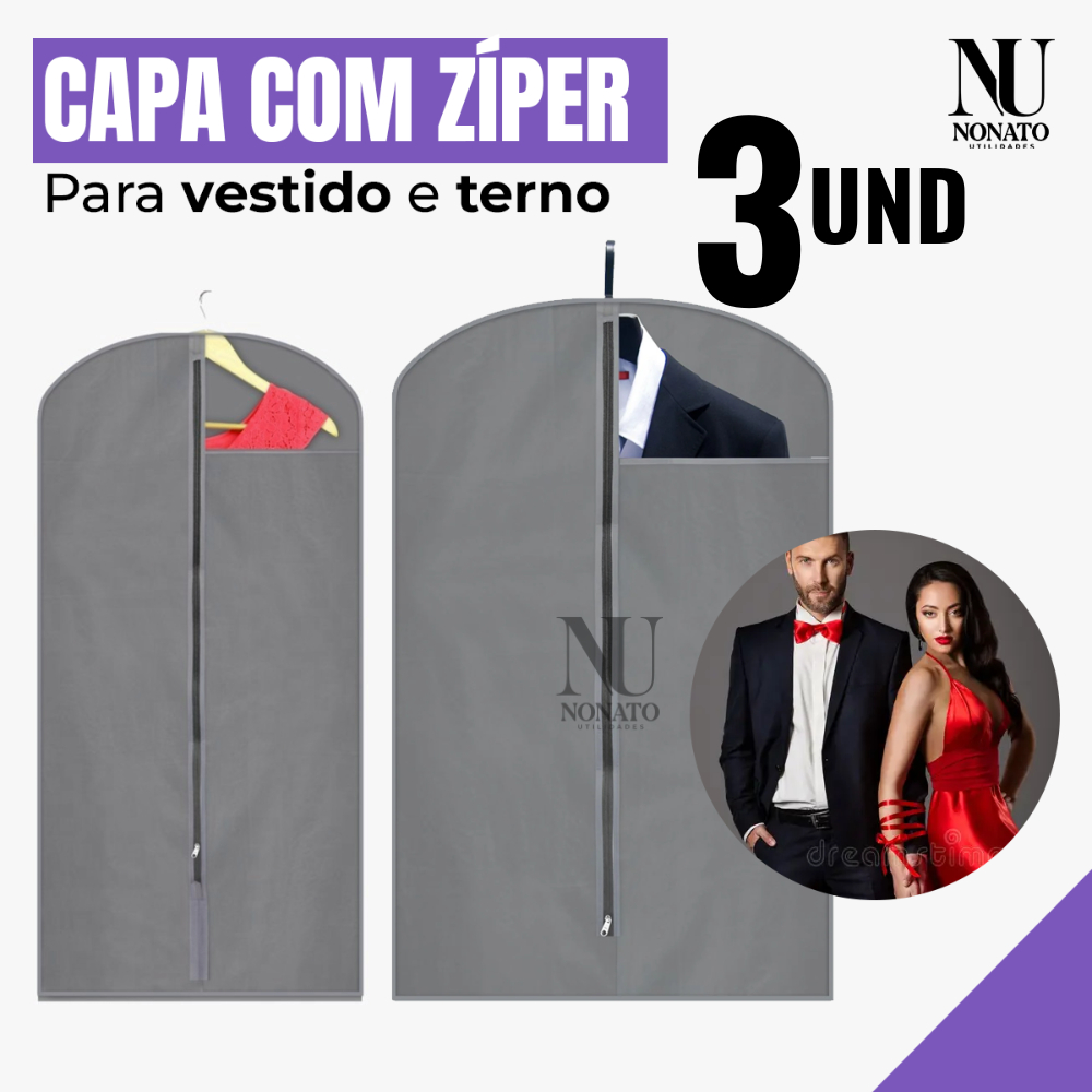 capa de terno com ziper capas vestido protetora roupa viagem blazer ...