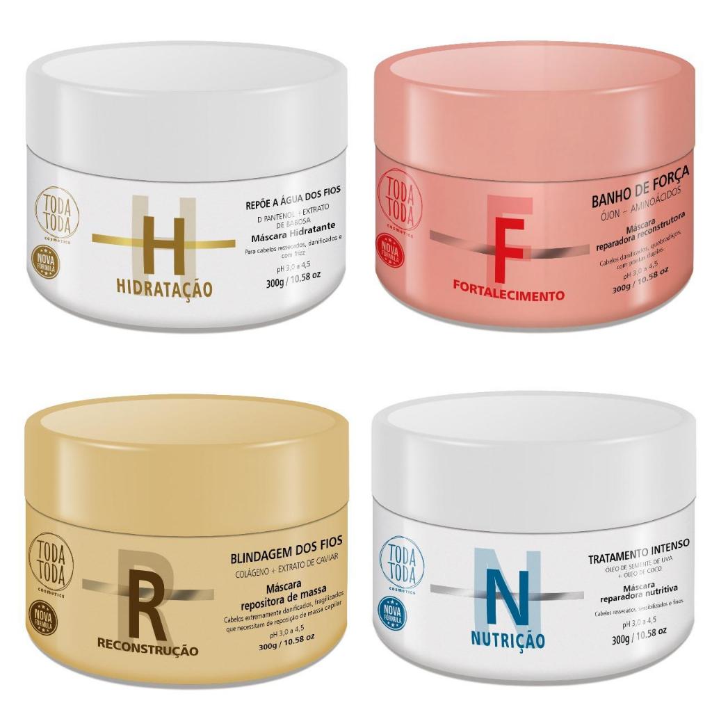 4 Máscaras Capilar Cronograma Capilar Profissional TodaToda dona linda ...