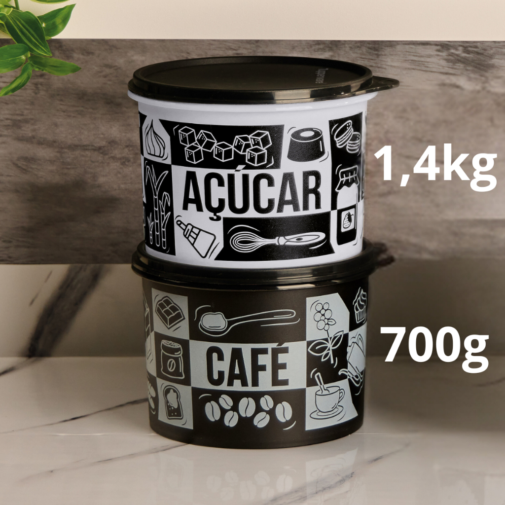 Kit Pote Açúcar e Café - Tupper Caixa - Não Entra Formiga - Estanque ...