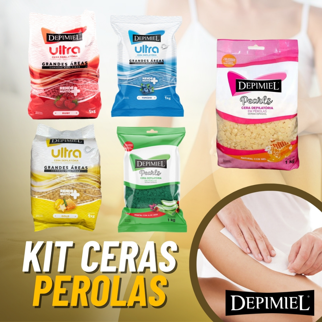 Cera Depilatória Depimiel Em Pérolas Pearls 1kg e 500g Cera Para ...