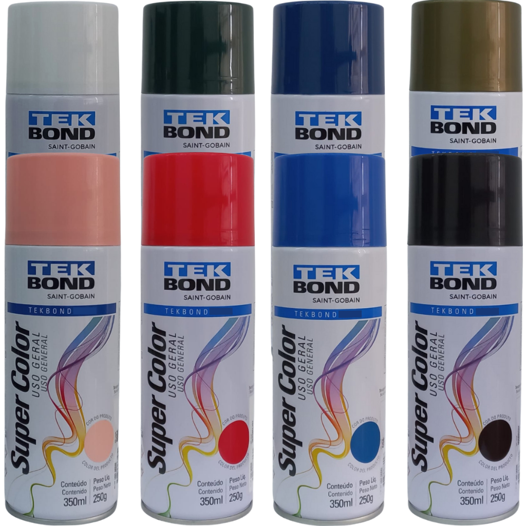 Tinta Spray Super Color Uso Geral 350ml Tekbond Várias Cores | Shopee ...
