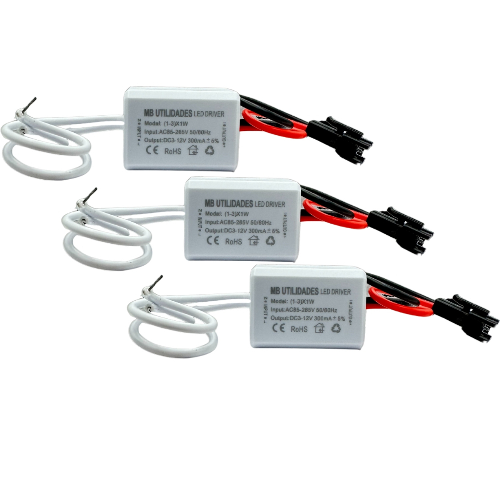 Kit 3 Driver Led Reator Fonte Para Spot 3w 3 X 1w Bivolt | Shopee Brasil