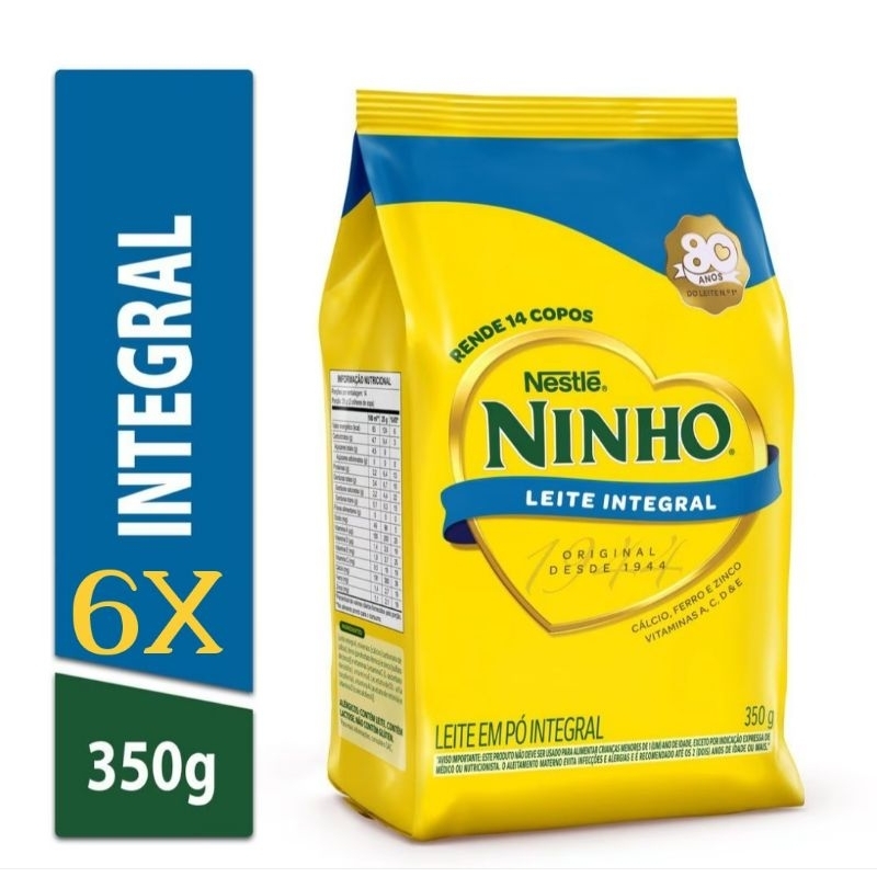 Leite Ninho Sachê 6x350g Integral | Shopee Brasil