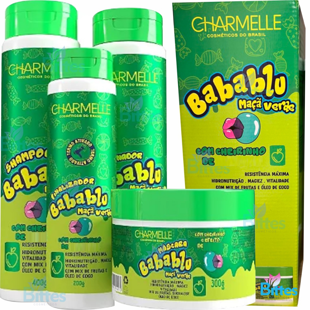KIT BABABLU MAÇÃ VERDE CHARMELLE COSMÉTICOS CAPILAR | Shopee Brasil