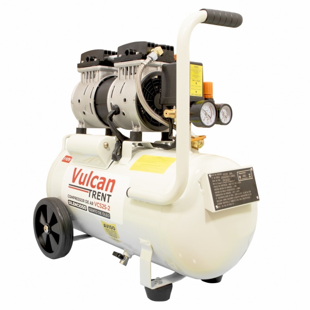 Compressor de Ar Silencioso Vulcan VCS25-1 24 Litros 1,5 HP 8 Bar 127V ...