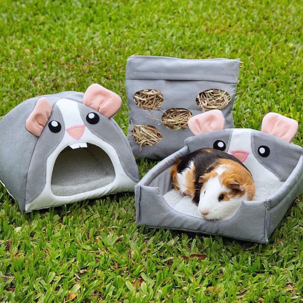 Kit p/ Porquinho da Índia e Roedores - Toca + Caminha + Porta Feno ...