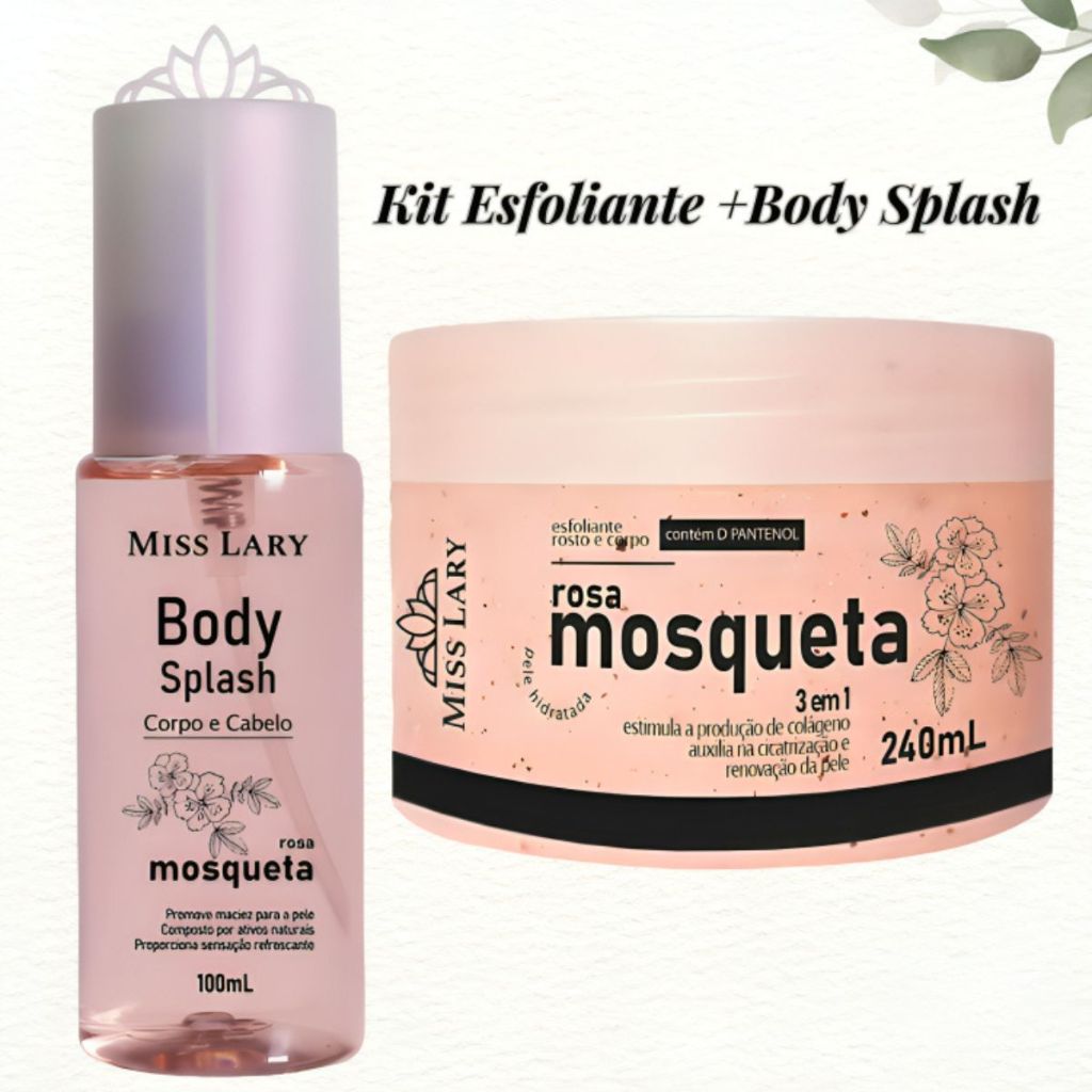 KIT BODY SPLASH + ESFOLIANTE CORPO E ROSTO - MISS LARY | Shopee Brasil