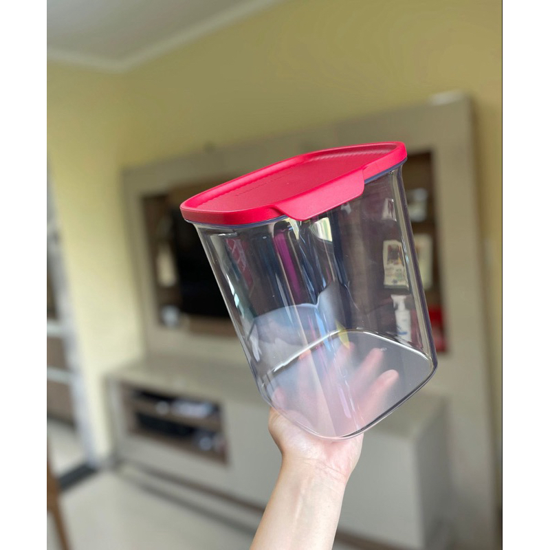 Tupperware Ultra Clear Quadrado 3,6 litros Transparente e Vermelho ...