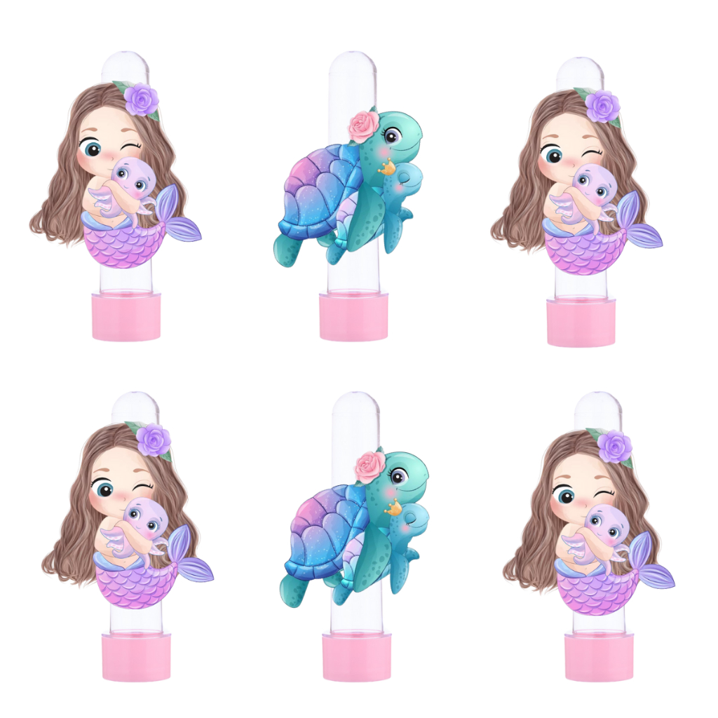 25 Tubetes Com Apliques Lembrancinha Personalizada Sereia Baby 2 ...